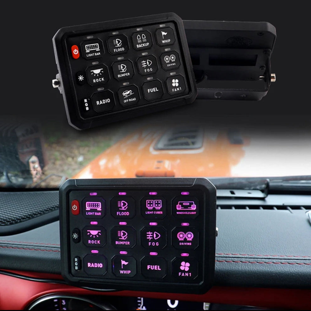 CVD 12 Gang RGB LED Switch Panel with Bluetooth | 12V 24V Touch Control ...