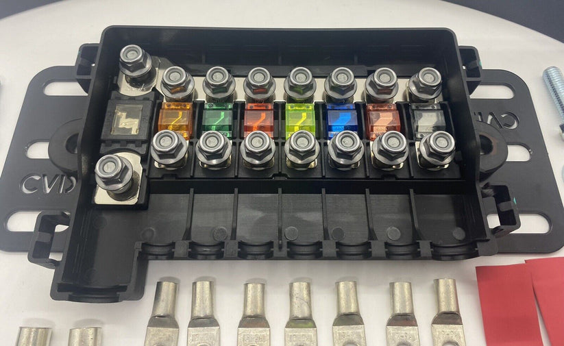 7-Way MIDI Fuse Holder Kit with Battery Plate | 12V 24V Mega Fuse Box ...